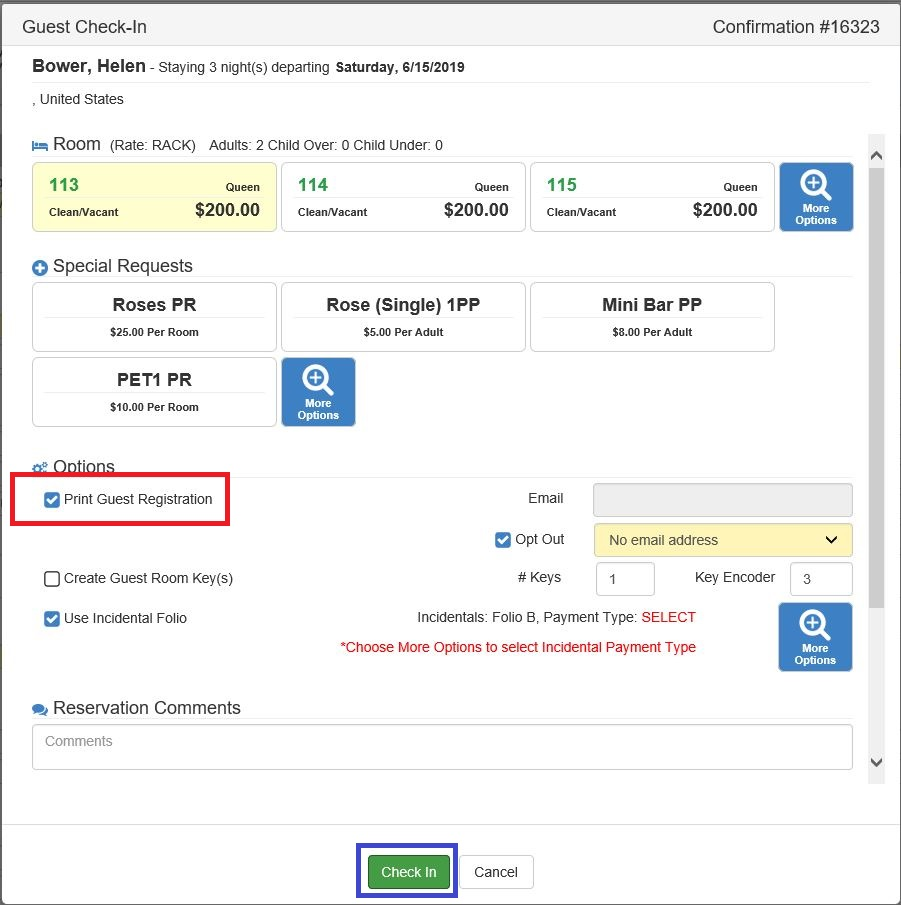Obtaining Signature On Reg Cards – During Check In