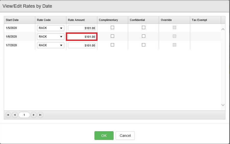 Overriding Rates for selected Stay Date