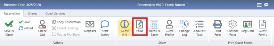 Posting Direct Bill Payment - Select Folio Line