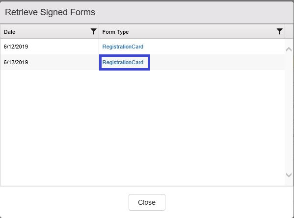 Retrieving Signed Registration Cards - From Guest Worksheet
